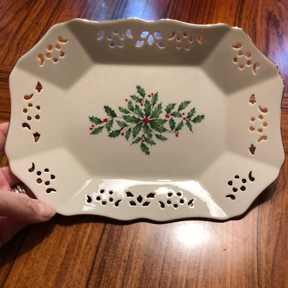 Lenox | Accents | Lenox Ivory Octagonal Christmas Dish With Cutouts And ...